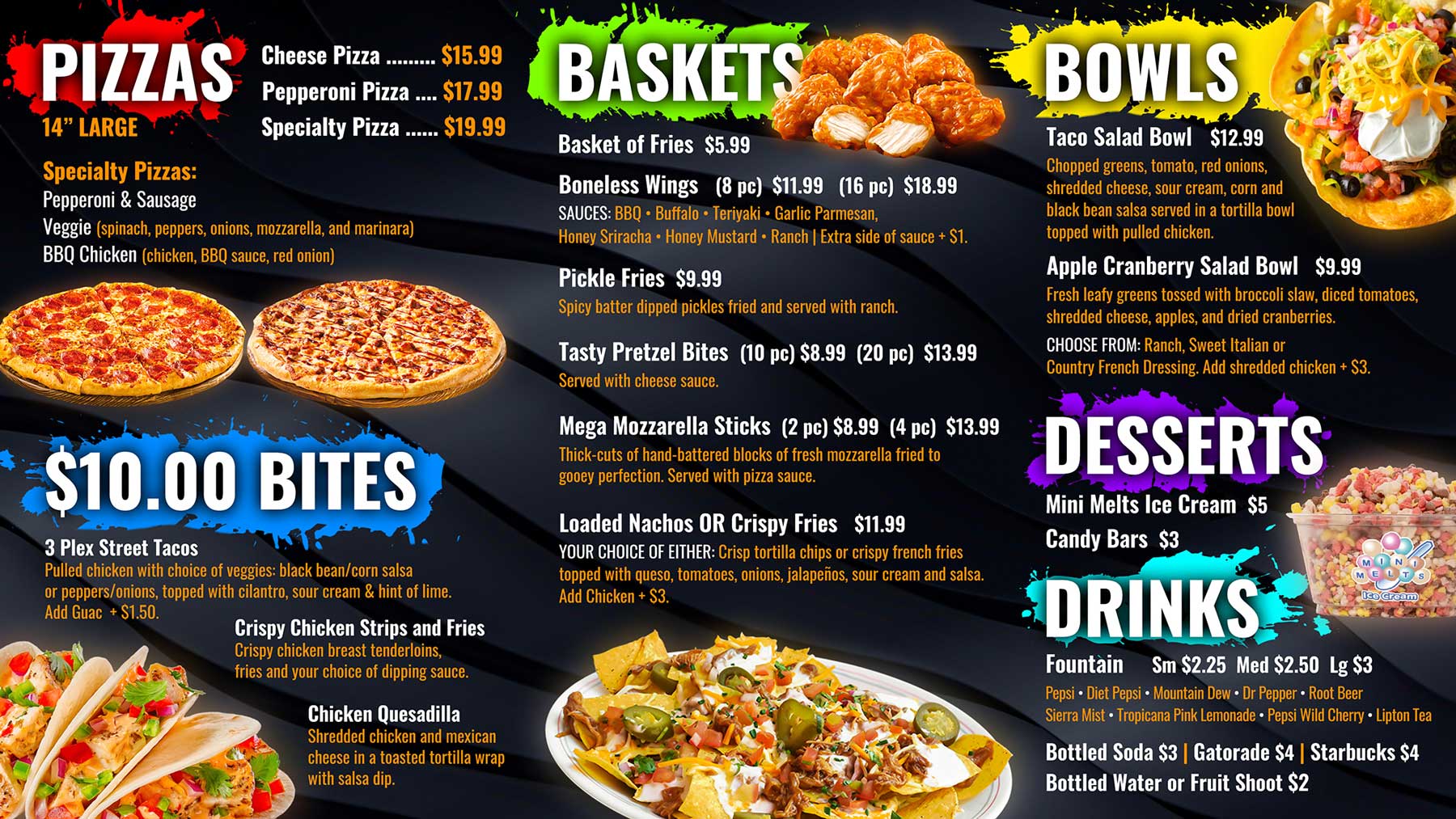 Menu - Generations AdventurePlex